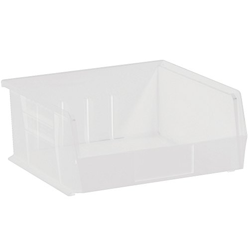 Great Box Supply Plastic Stack & Hang Bin Boxes, 10 7/8" x 11" x 5", Clear, 6/Case