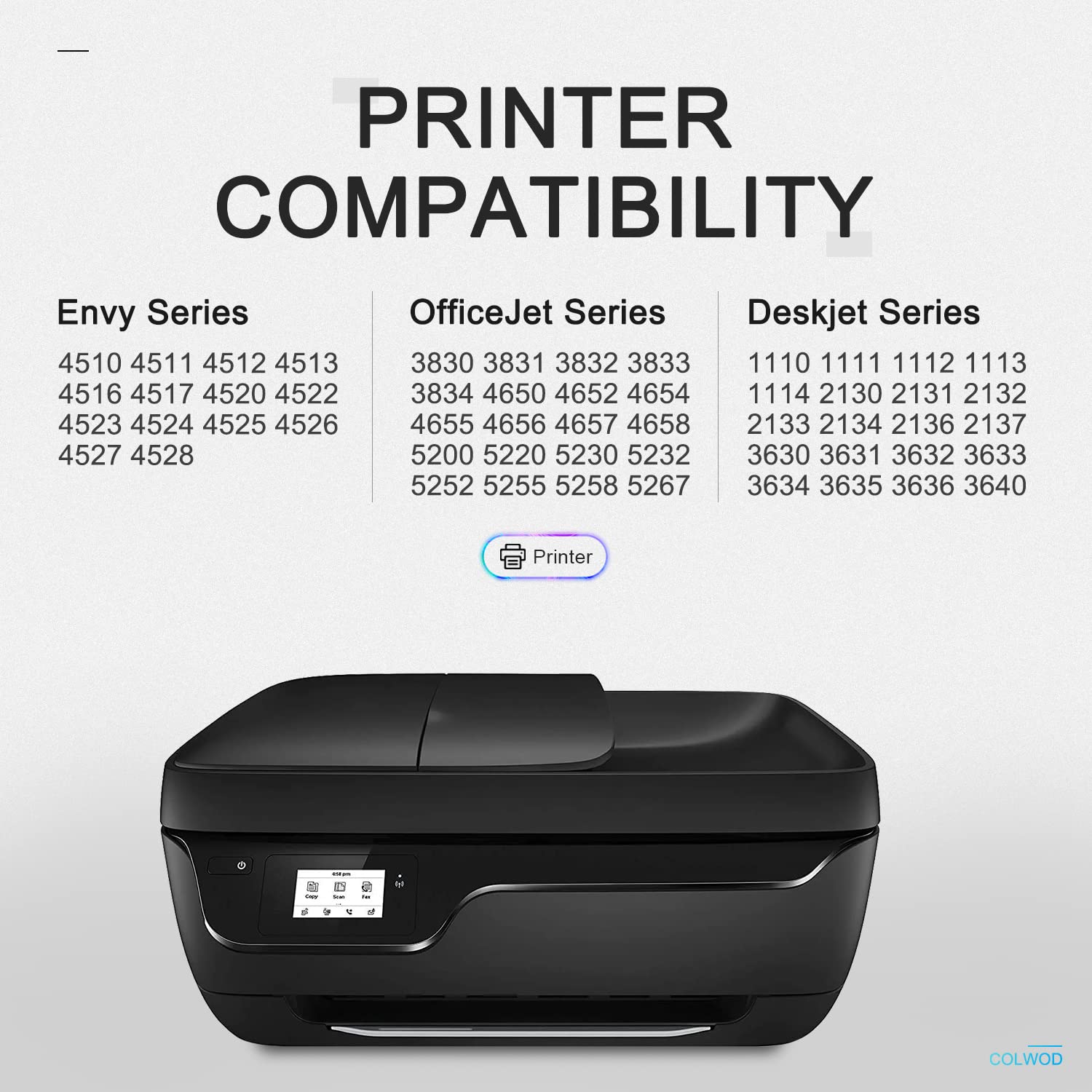 COLWOD Remanufactured Ink Cartridge Replacement for HP 63XL, Black, 2 Pack