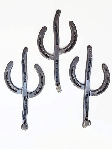 Rustic Horseshoe Cactus Hanger Hooks - The Heritage Forge Polished Metal