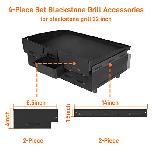 JiRiCHMi Blackstone Griddle Accessories - Wind Guards For Blackstone Griddle 22β,Grill Accessories For Outdoor Cooking,Compatible With Rear Grease Cup, Hood And Side Shelf