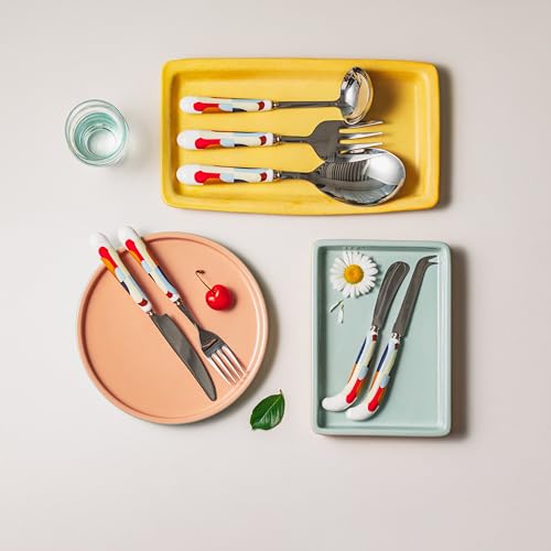 Dr.HOWS Victoria Cheese Knife Cutters for Block, Cheese Knife That Cuts All Cheese Types,Modern Designed, Clour Handles, Stainless Silverware Tableware