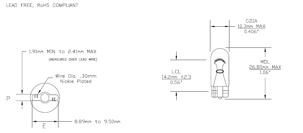 CEC Industries 555 6.3V, 0.25A, 1.575W, T3.25 Miniature Light Bulbs (Box of 10)