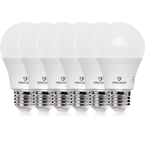 Great Eagle Lighting Corporation A19 LED Light Bulb, 60W Equivalent Light Bulbs, 9W 3000K Soft White, Non-Dimmable LED Bulb, E26 Standard Base, Energy Efficient UL Listed CEC, 6 Pack