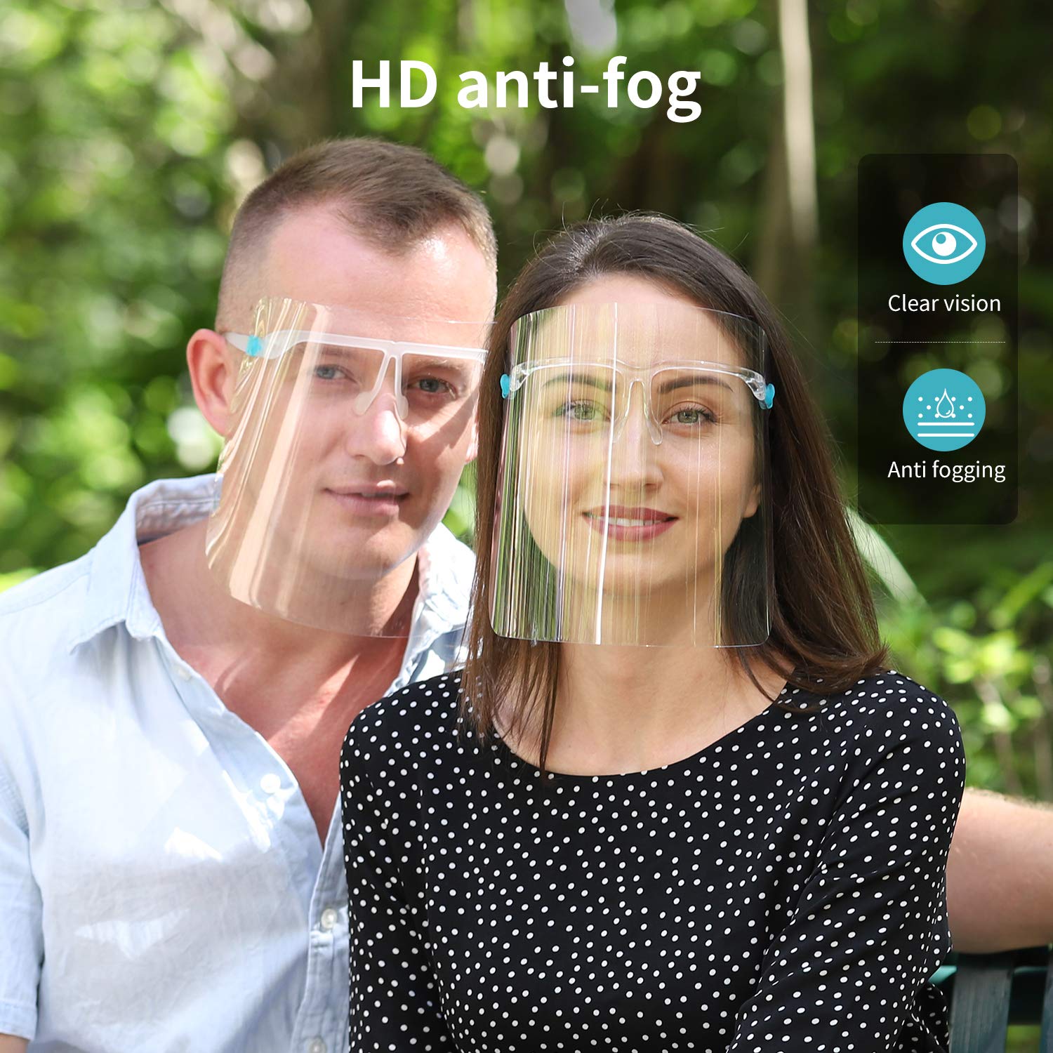 Clear Face Shield,Reusable Face Shields For Women and Men,Protective Face Shield Set for Full Face Protection from Droplets and Saliva with 3 Reusable Glasses and 6 Replaceable Anti Fog Shields
