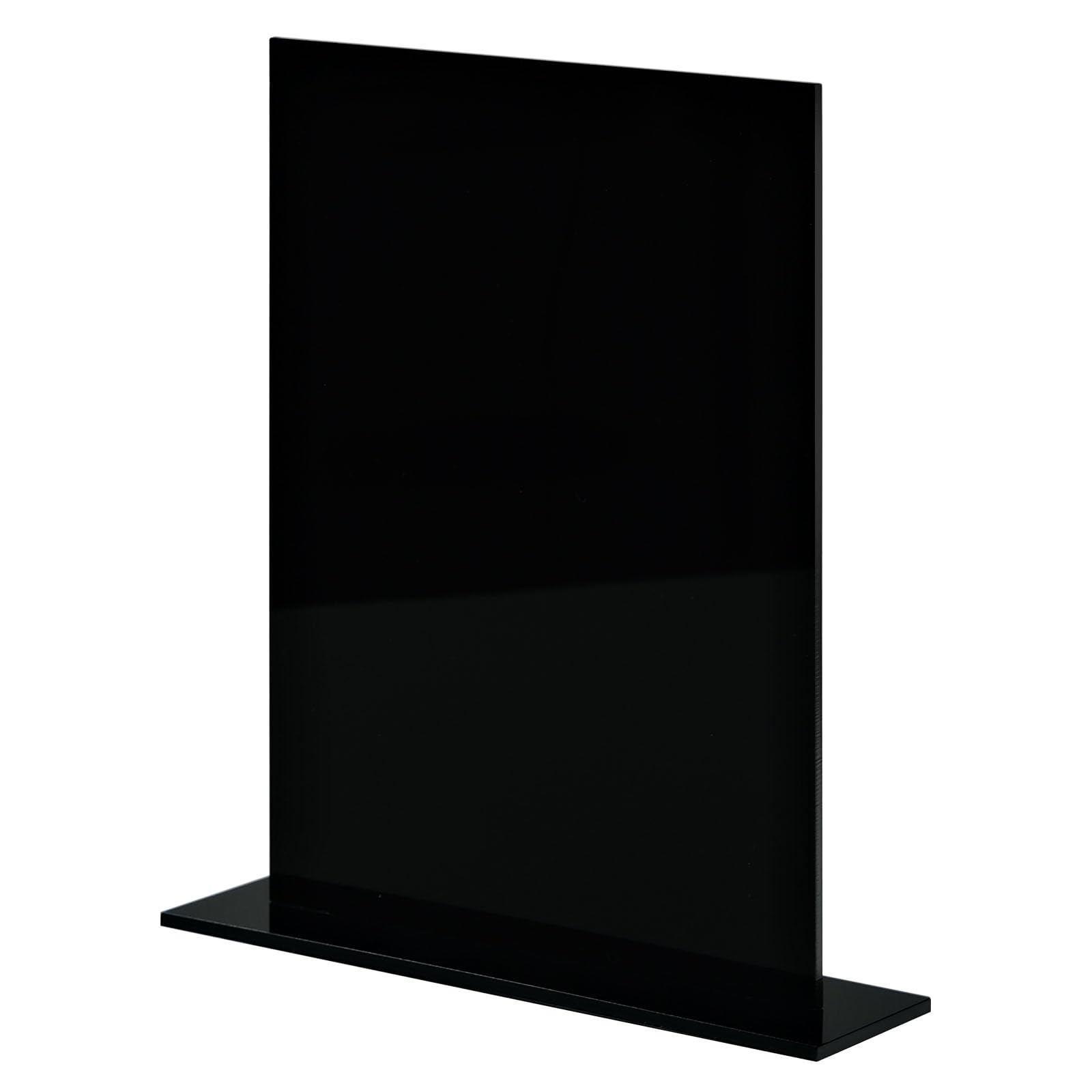 JINMURY 8x10 Inch Black Acrylic Sign with Stand | 5 Pack Blank Acrylic Table Signs and Base for DIY Wedding Table Numbers, Wedding Signage, Events& Parties (Black, 8x10 Inch)