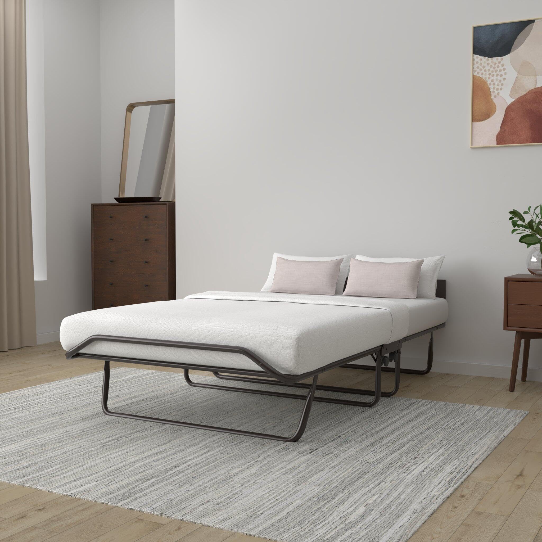 Jay-Be Visitor Folding Guest Bed with Micro e-Pocket Spring Mattress, Oversize, Black/White