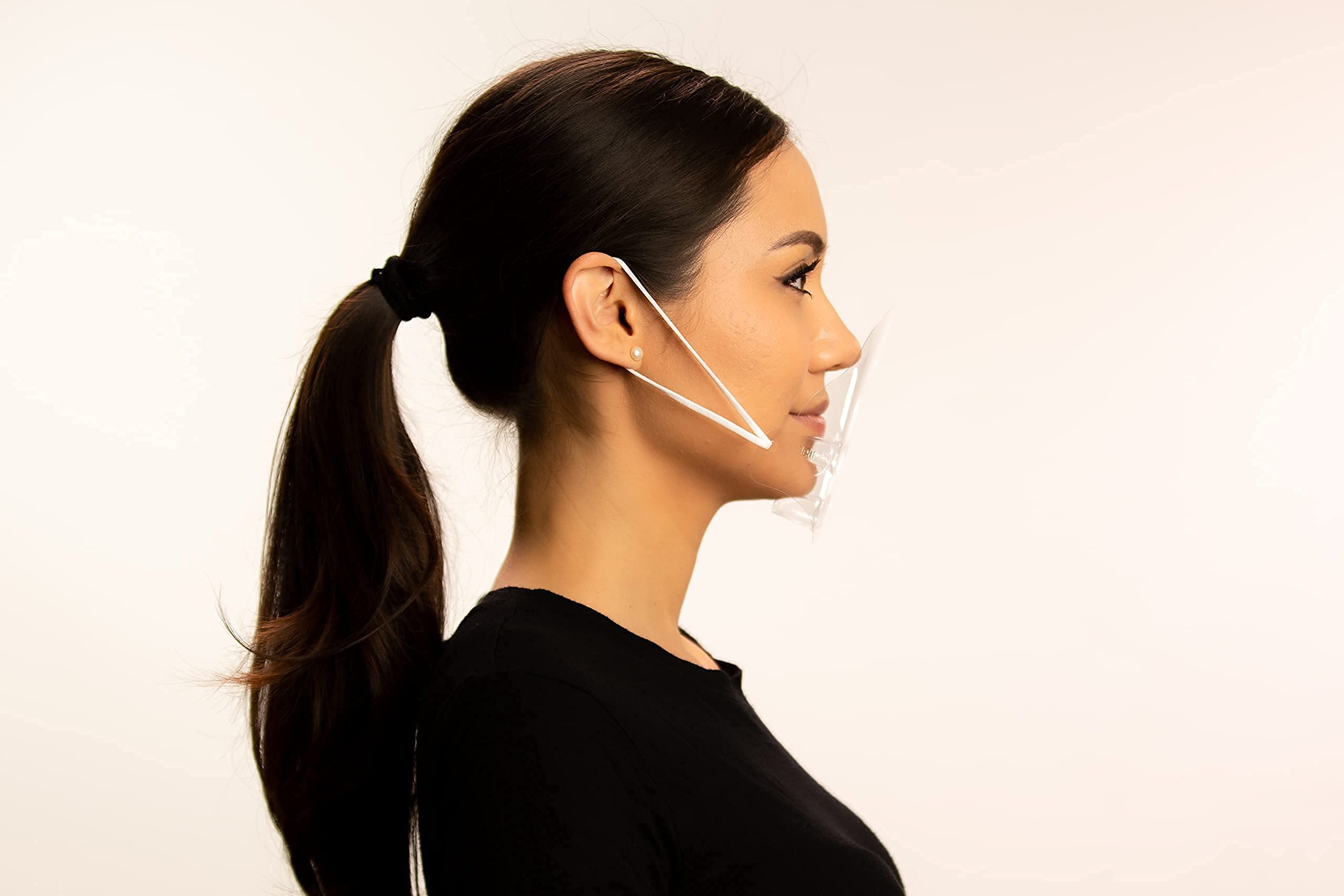 Clear Mask Pro (10 Pack), Clear Hygienic Open Mouth Shield For Restaurants, Food Handlers and Retail -Ultralight Weight Recyclable Mask. -Not For Protection.
