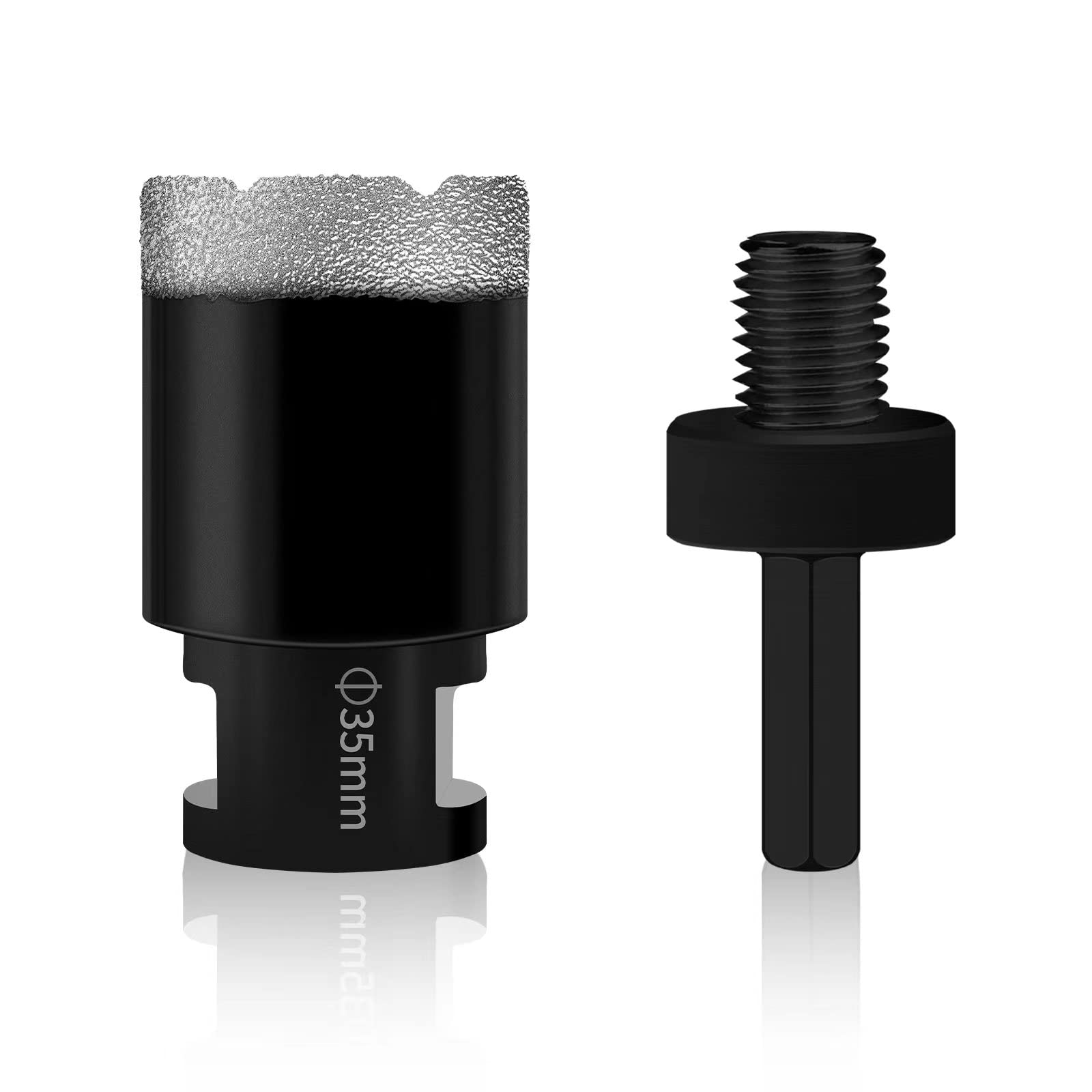 Dry Diamond Core Drill Bits 1-3/8 Inch (35mm) Tile Hole Saws for Porcelain Ceramic Tile Marble Brick Vacuum Brazed Hole Saw with 5/8-11 Thread and 3/8 Inch Hex Shank Adapter