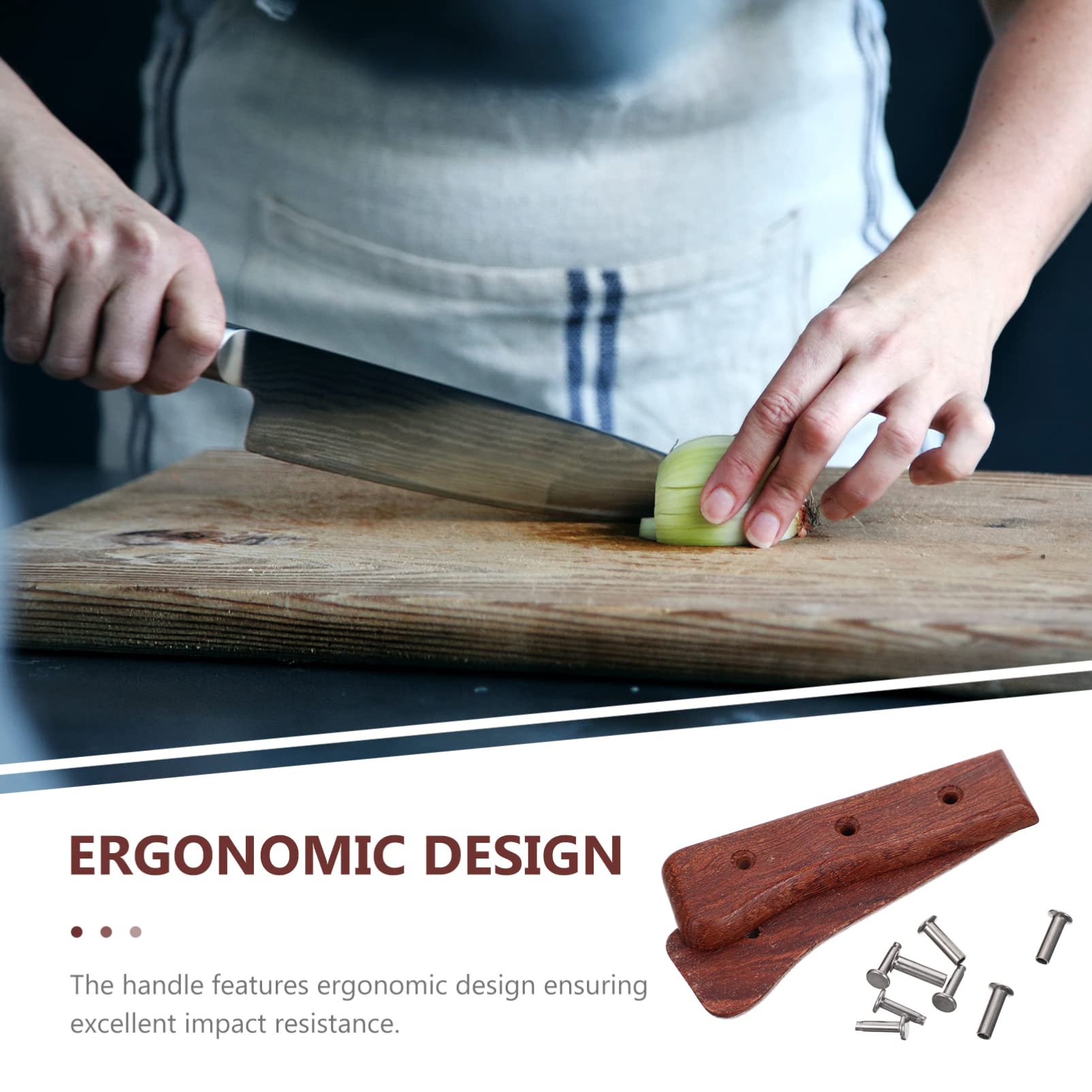 DOITOOL 2Pcs Wood Knife Scales Kitchen Knife Handle Replacement Kitchen Repair Handle for Sashimi Natural Wood Handle Replacement