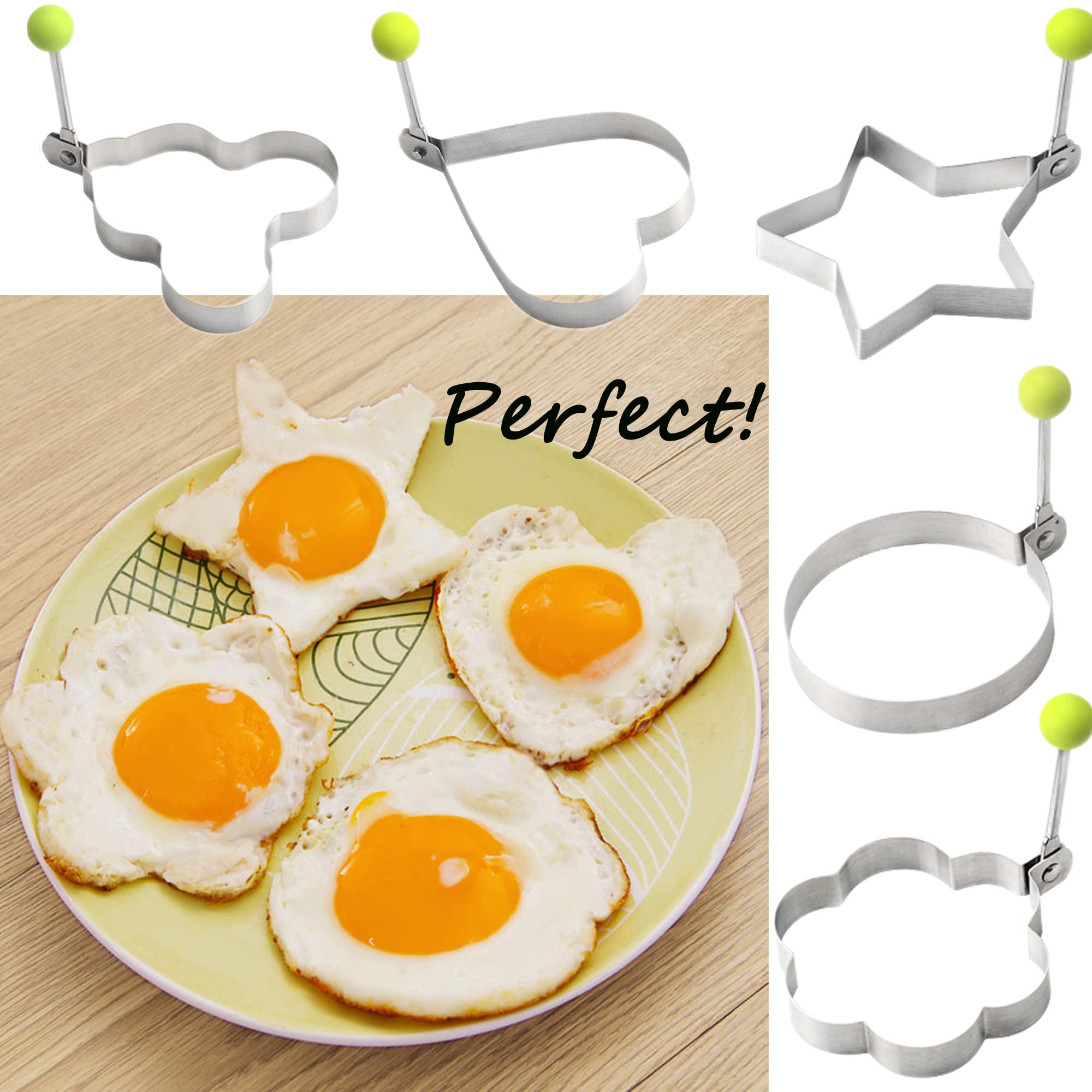 Fried egg model for Cooking, Egg Ring Molds, 5Pcs Fried Egg Stainless Steel Mold Ring for Kitchen breakfast