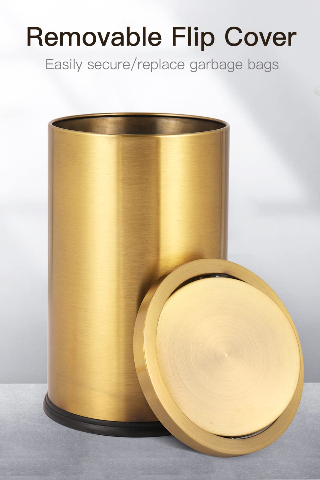 JINYCOME 2.6 Gallon Gold Bathroom Trash can with lid,Small Office Garbage can Wastebasket bin for Bedroom,Living Room,Kitchen (Gold)