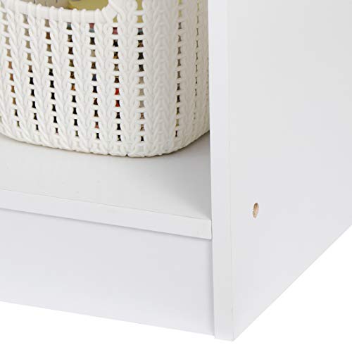 Nouva 3x2 Cubic Organizer 6 Cube Storage Bookcase Wooden Bookshelves Toy Organizers with 3 Non-Woven Bins for Bedroom Living Room, White&blue