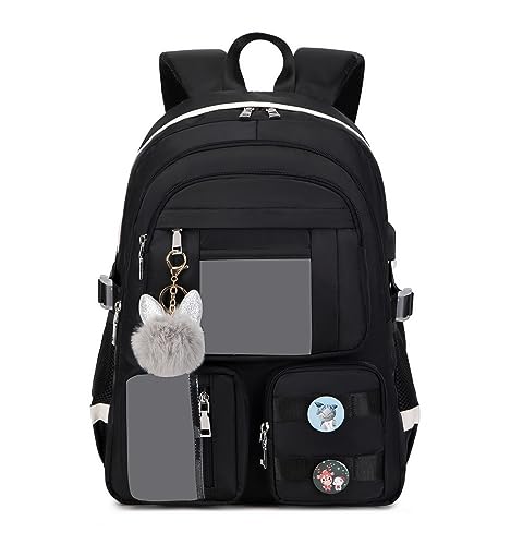 Joymoze Women Stylish Backpack Set Girl Laptop Backpack Casual Daypack Black