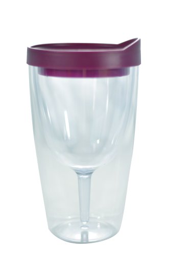 Wine Tumbler - 10oz Insulated Vino Double Wall Acrylic With Merlot Red Drink Through Lid - Wine 2Go!