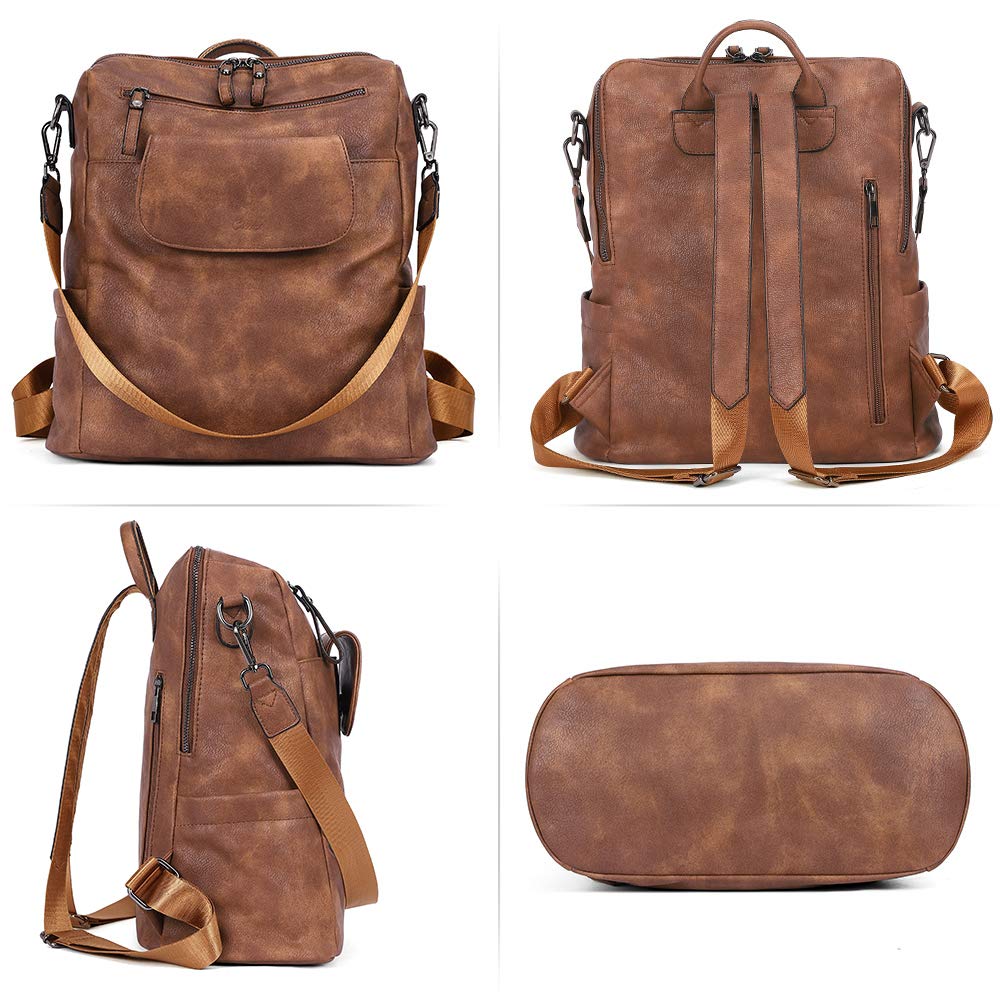 CLUCI Leather Backpack for Women Large Backpack Purse Convertible Travel Fashion Designer Ladies Shoulder Bags