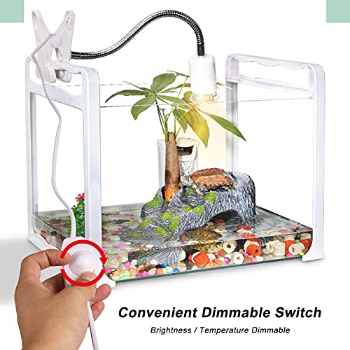 Reptile Heat Lamp, Reptile Light with 360° Rotatable Hose, Adjustable Heating Lamp Fixture with 3 UVA UVB Bulbs Suitable for Bearded Dragon Turtle Lizard Snake ,Most Reptiles Plants