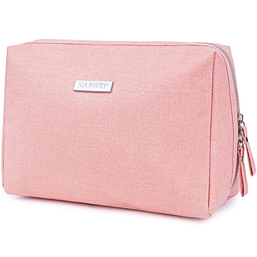 Large Makeup Bag Zipper Pouch Travel Cosmetic Organizer for Women (Large, Pink)