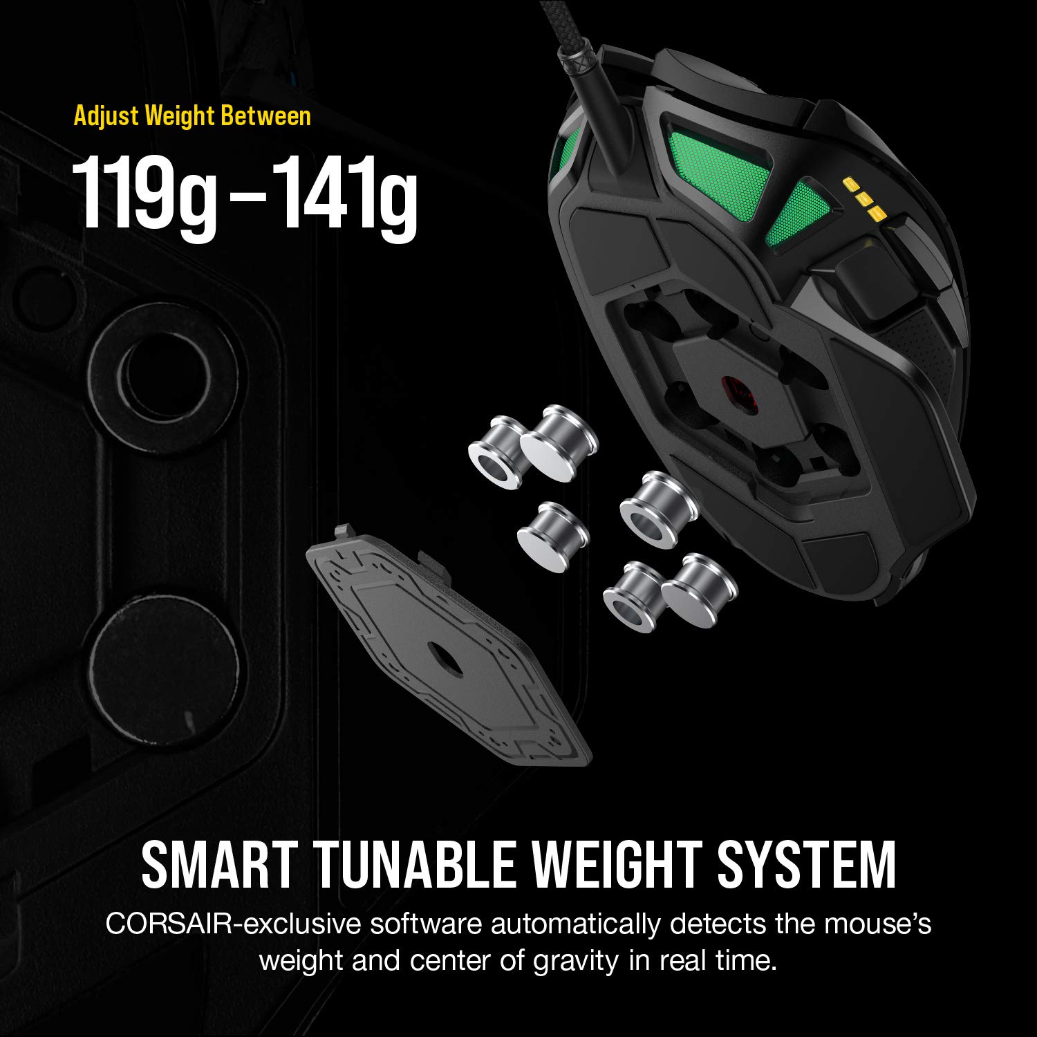Corsair Nightsword RGB, Performance Tunable FPS/MOBA Gaming Mouse, Black, Backlit RGB LED, 18000 DPI, Optical (Renewed)