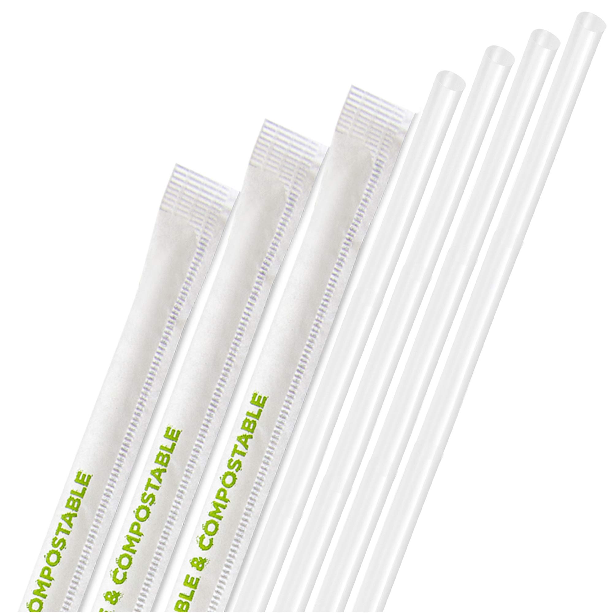 Fit Meal Prep 400 Pack Biodegradable Straws 7.75", Individually Wrapped Compostable Straw, Disposable Clear PLA Straw, 100% Plant Based Straws for Drinks, Iced Coffee, Milkshake, Smoothie, Juice