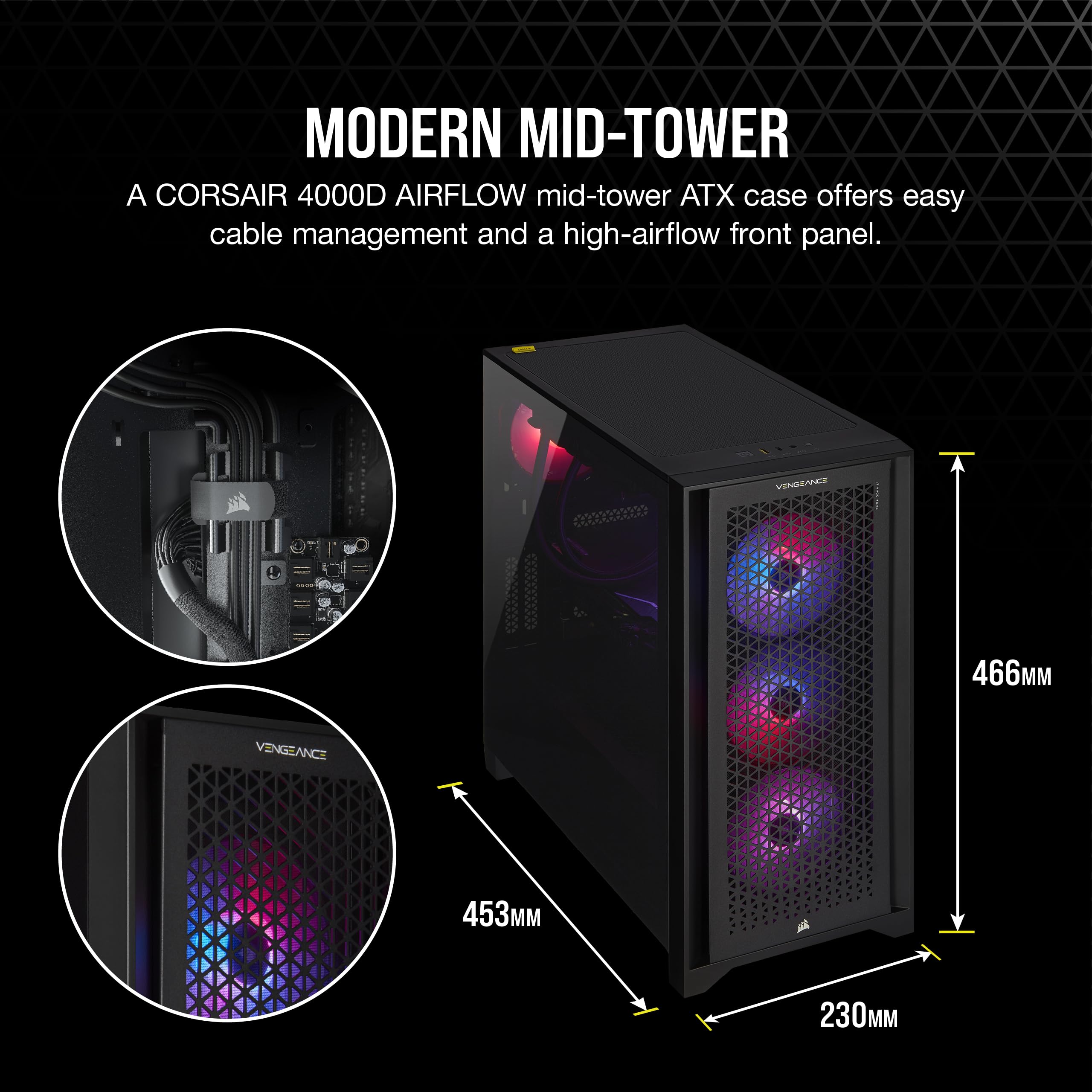 Corsair Vengeance i7400 Series Gaming PC - Liquid Cooled Intel® Core™ i7 13700K CPU - NVIDIA® GeForce RTX™ 4080 Graphics - 32GB Vengeance RGB DDR5 Memory,Black