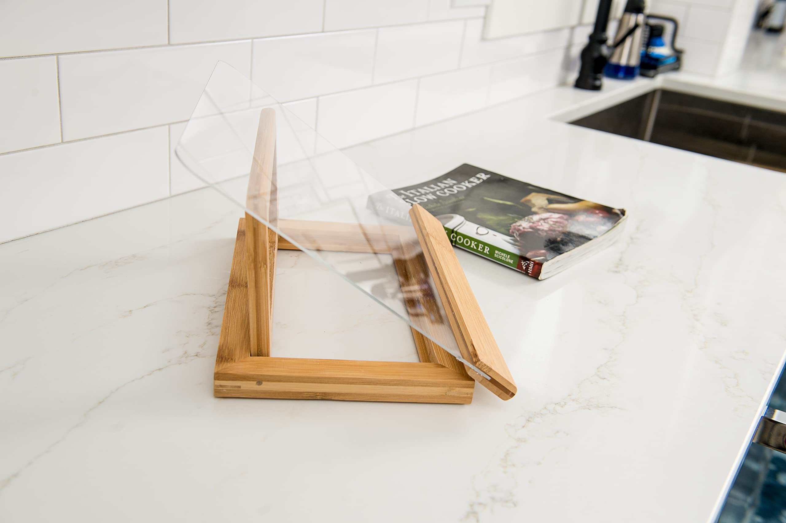 Lipper International 8815 Bamboo Wood and Acrylic Cookbook Holder, 12-1/2" x 9-1/4" x 6-3/4"