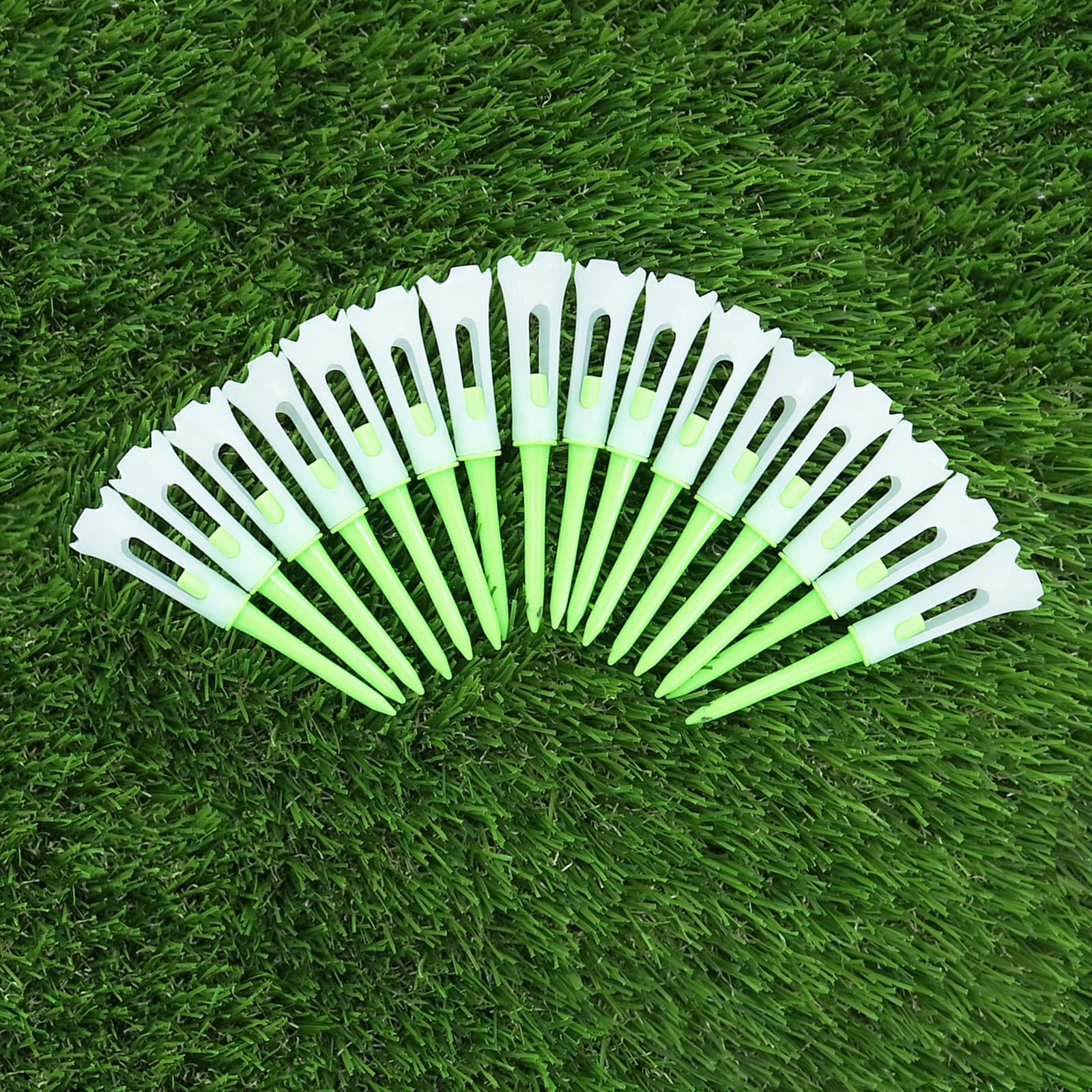 BRAMASOLE Golf Tees 3 1/4 inch Plastic Unbreakable Bulk 12/25/50 Pack 83 mm Long Upgrade Flexible Low Resistance Cushion Side Spin Stable Tee for Men Women Practice (25 Pack, Green)