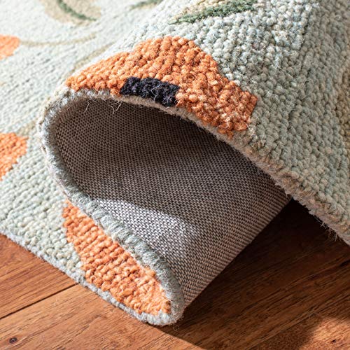 SAFAVIEH Blossom Collection 4' x 6' Sage / Multi BLM676A Handmade Premium Wool Area Rug