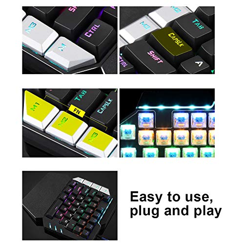 One-Handed Gaming Keyboard, 38 Keys Mechanical Numpad with LED Backlit, Gaming Keypad for PC Gamer, Wired USB Numeric Keypad, Portable Mini Number Pad