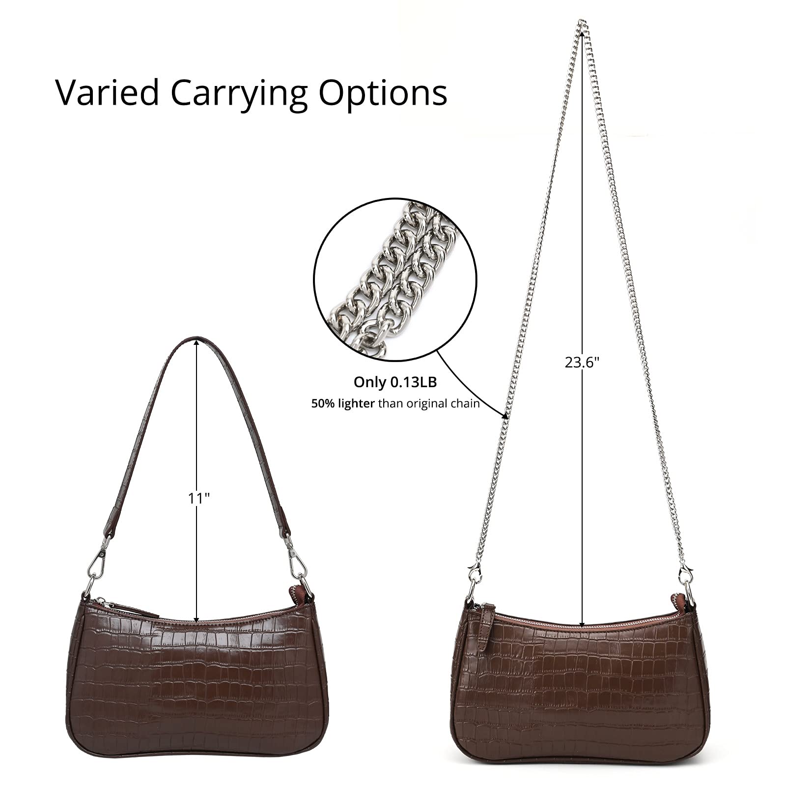 Women Genuine Leather Small Shoulder Bag Crossbody Classic Clutch Purses 90s Y2k Bags (Coffee)