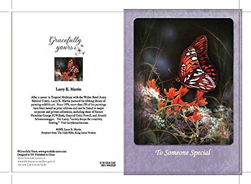Gracefully Yours Blessed Birthday Greeting Cards Featuring Butterflies by Artist Larry Martin, 12, 4 Designs/3 Each with Scripture Message