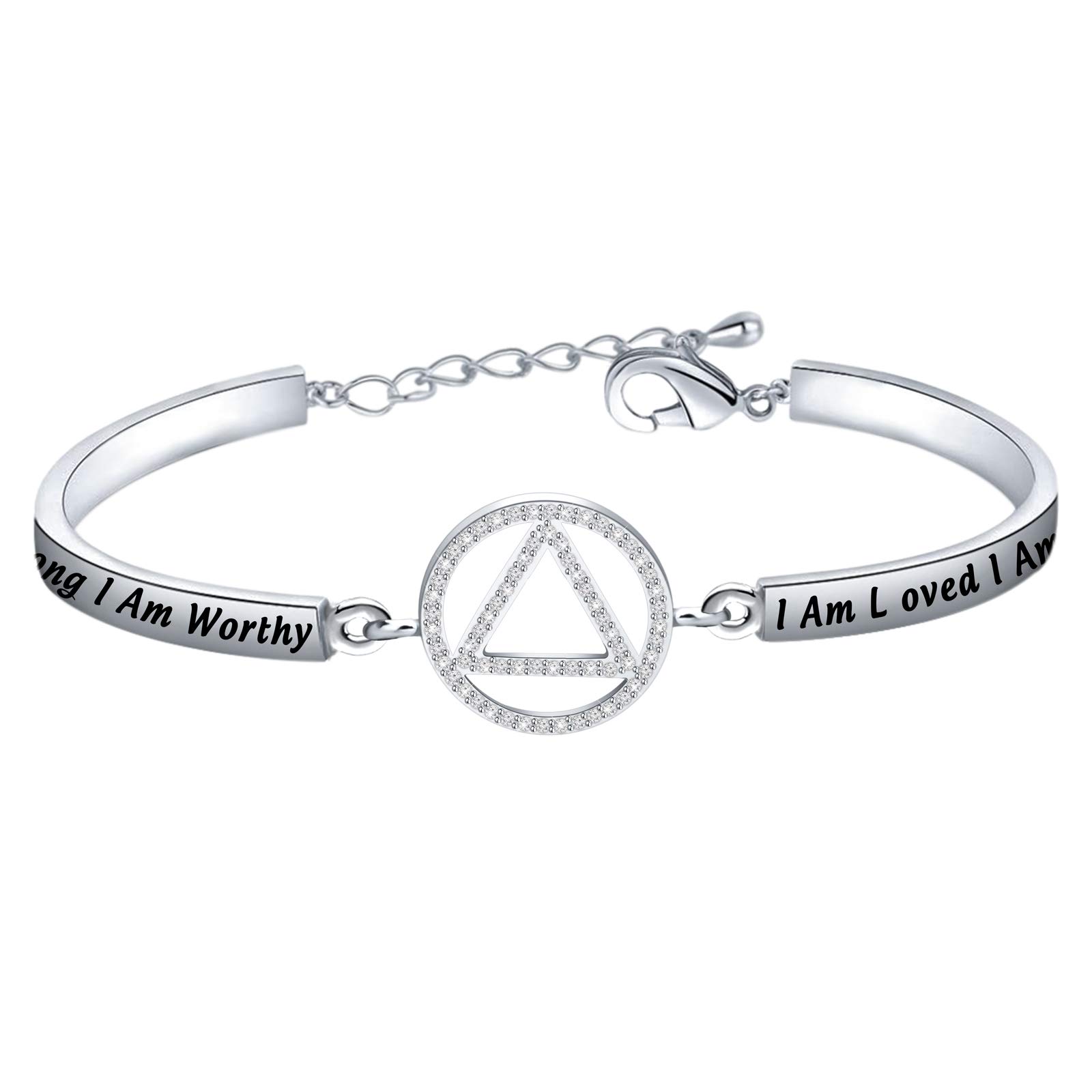 BNQL Alcoholics Anonymous Bracelet AA Sobriety Gifts Sobriety Recovery Bracelet Sober Gifts for Women (SILVER)