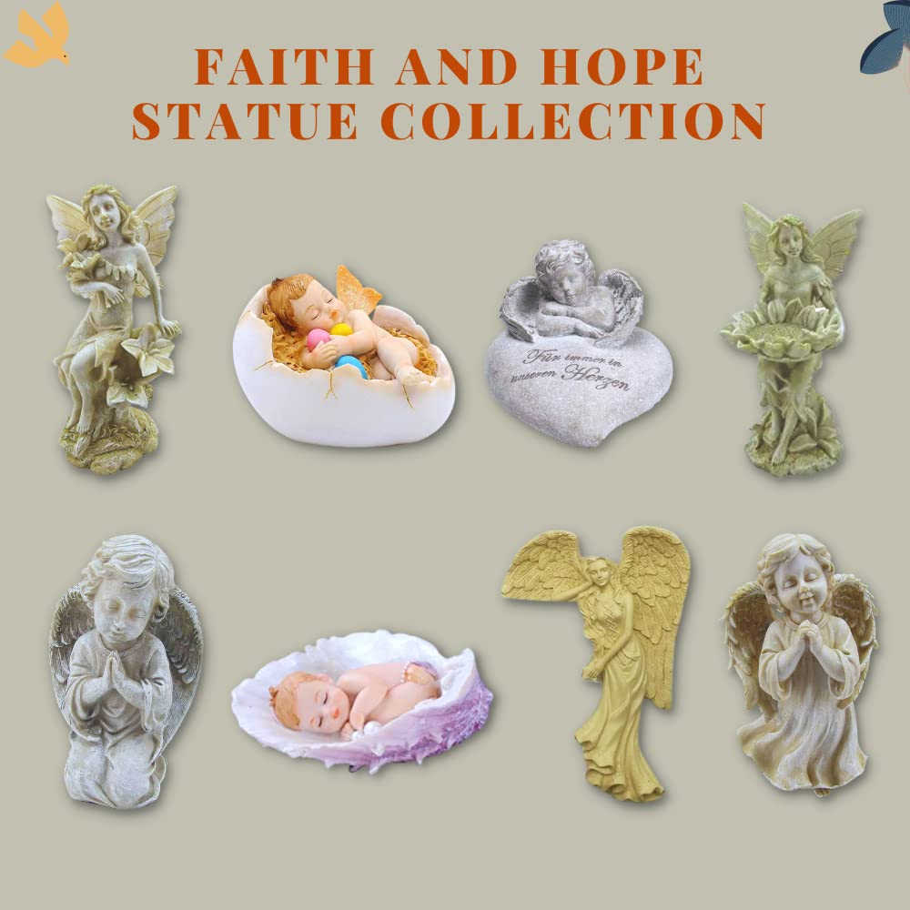 Comfy Hour Faith and Hope Collection Resin Cherub Praying Angel Taking A Lantern Perfect for Home Or Outdoor Garden