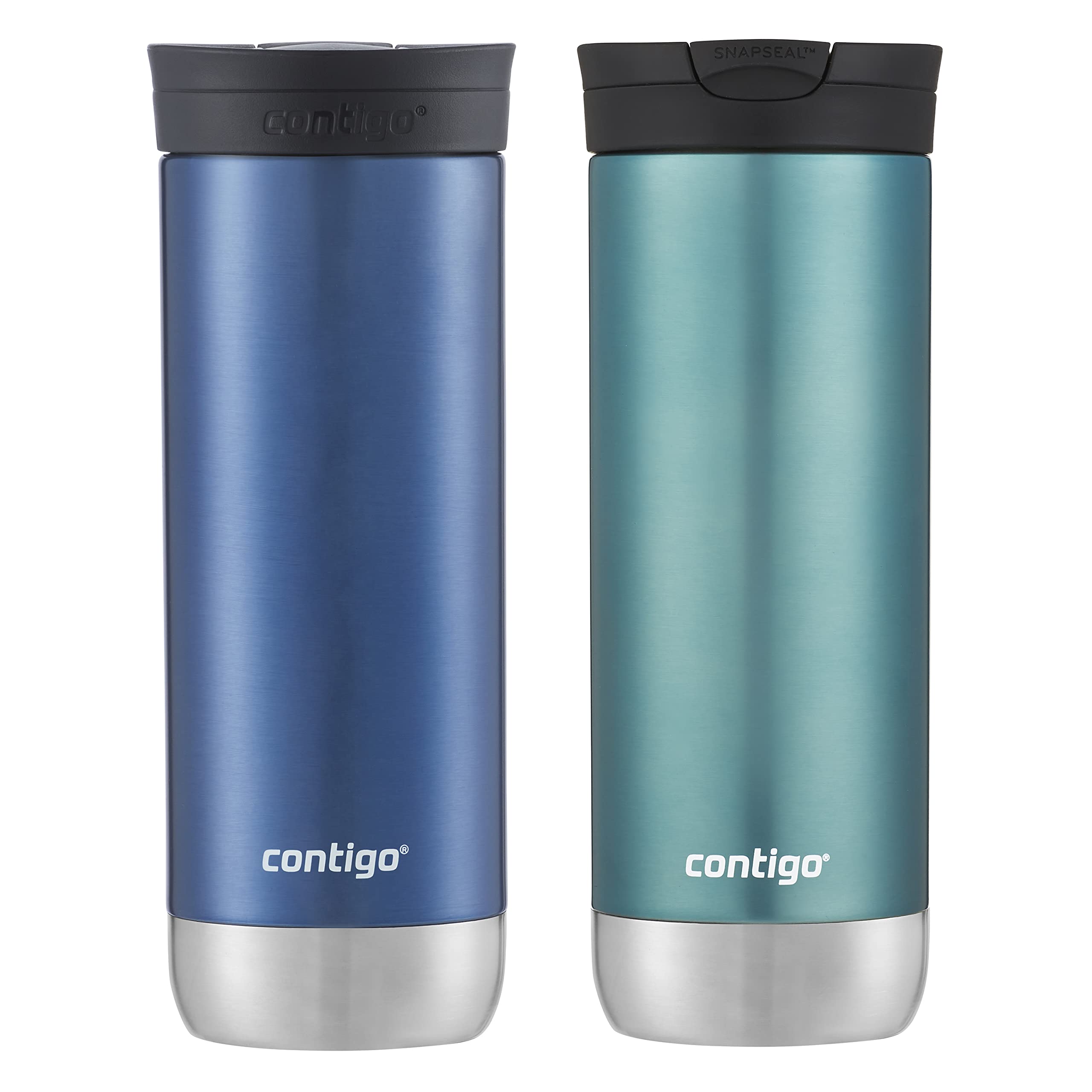 Contigo Huron & Byron Vacuum-Insulated Stainless Steel Travel Mugs with Leak-Proof Lids (20oz, 2-Pack)