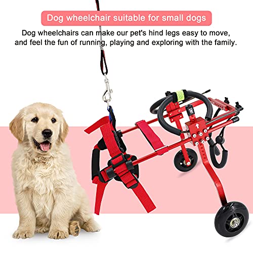 HobeyHove Adjustable Dog Wheelchair for Back Legs,Pet/Doggie Doggy Wheelchairs with Disabled Hind Legs Walking (XS-Red)