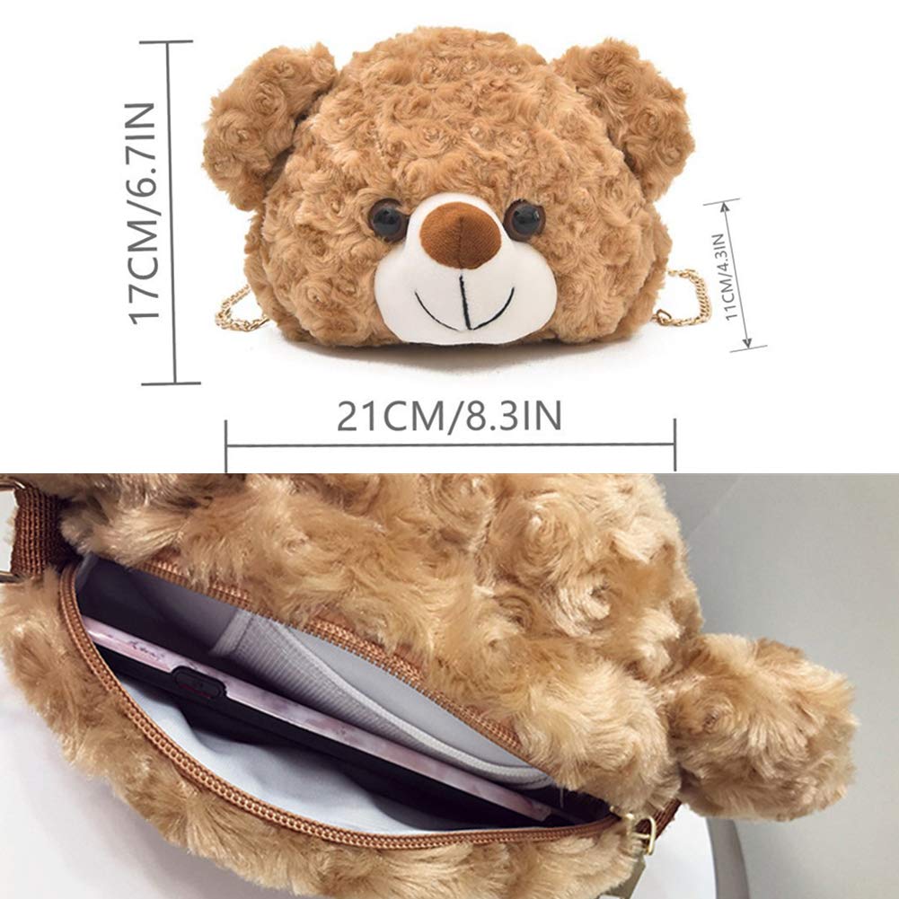 Womens Cute Plush Crossbody Shoulder Bag Fluffy Chic Plush Wallet Purse Furry Handbag with Chain