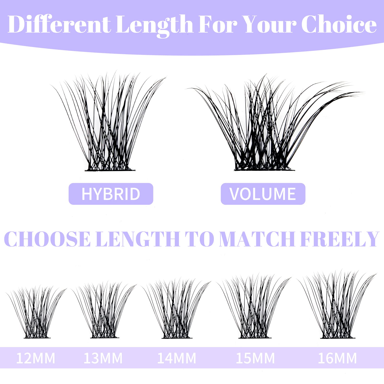 Cluster Lash Glue Black Sensitive Waterproof Long Lasting DIY Lash Glue and 2 Style DIY Lash Clusters C/D Curl Soft and Wispy Cluster Lashes