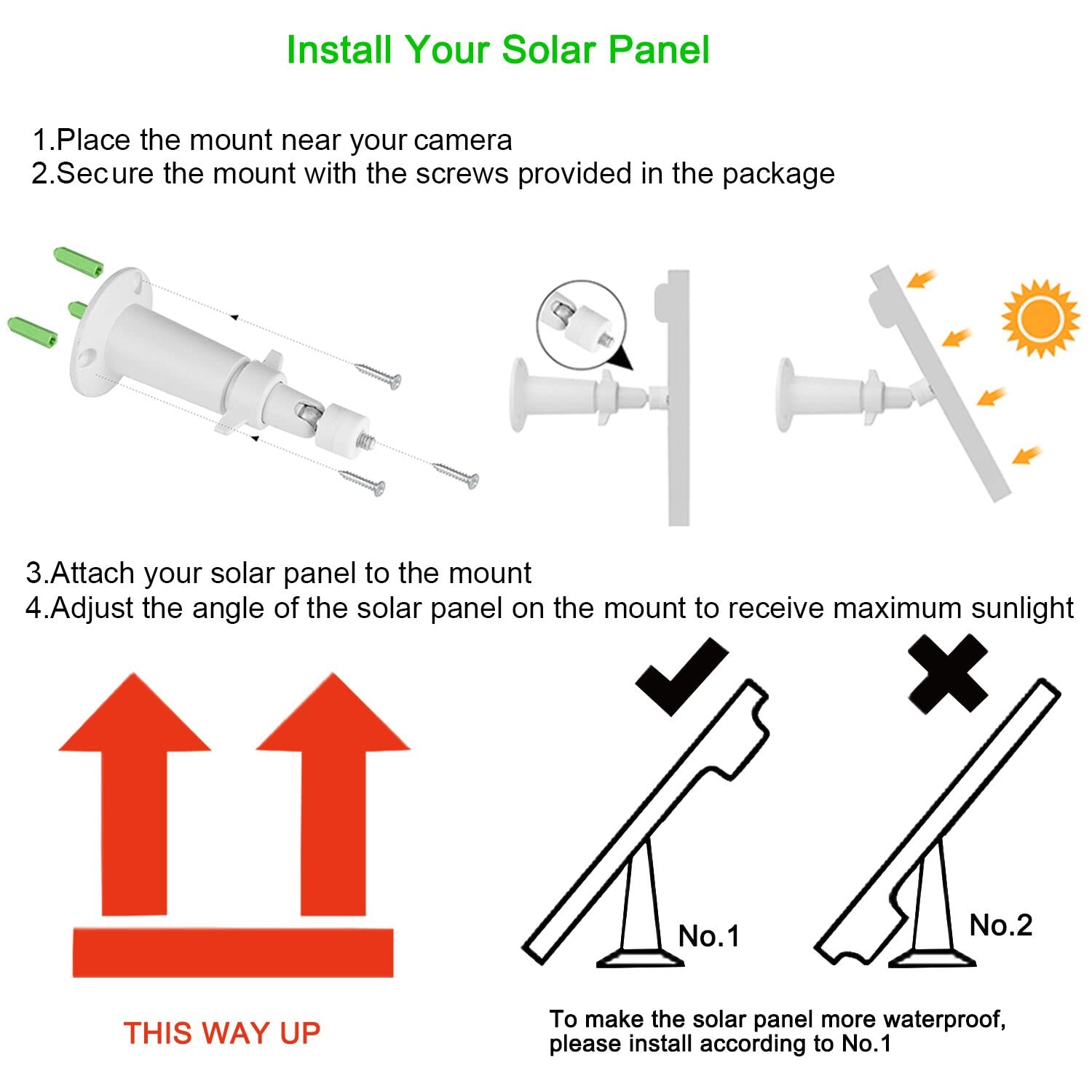 iTODOS Solar Panel for SimpliSafe Outdoor Camera, 11.8Ft Outdoor Power Charging Cable and Adjustable Mount,Weatherproof Aluminum Alloy Material