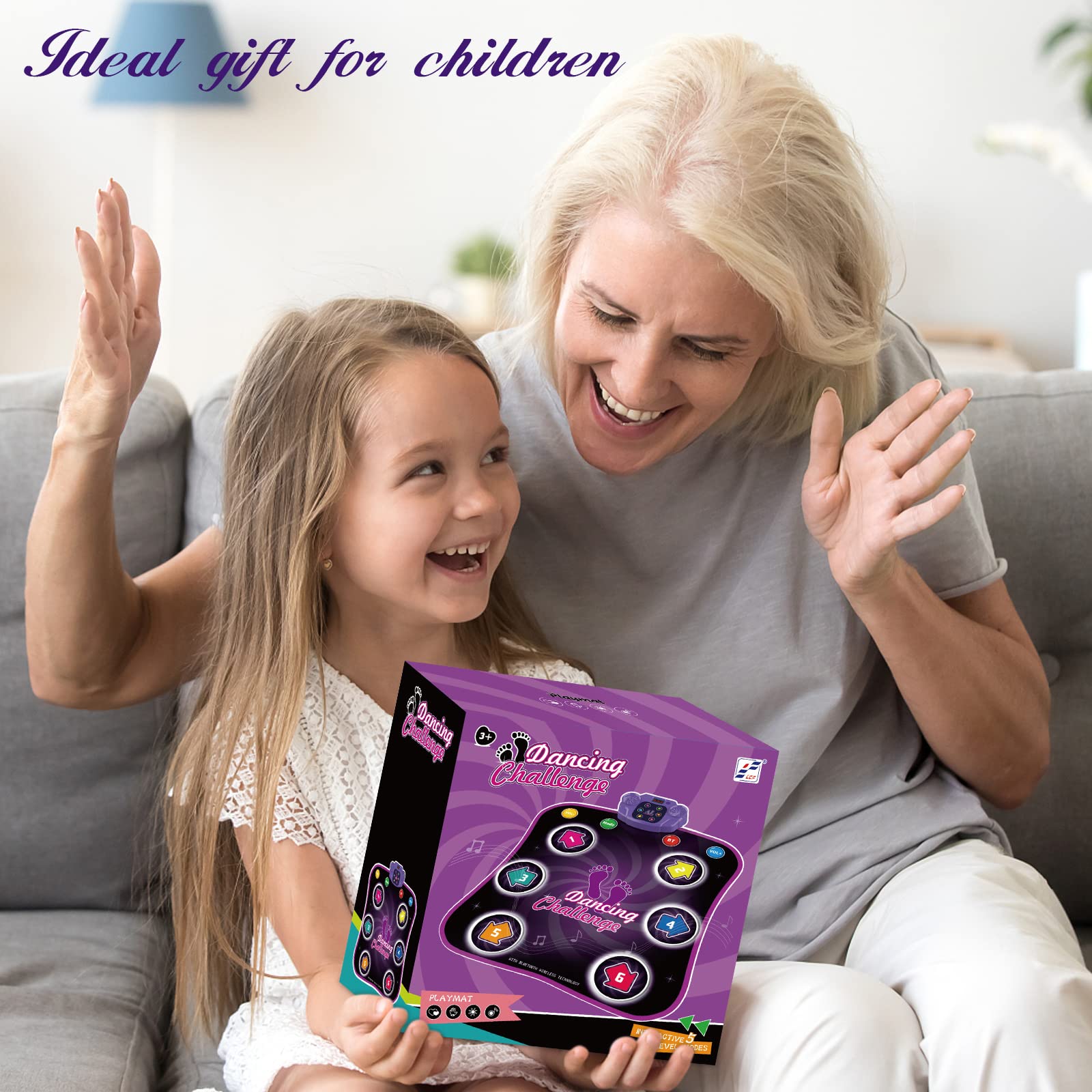 Dance Mat,Light Up Dance Mat for Kids,Dance Pad for Toddlers with Wireless Bluetooth and 5 Game Modes, Floor Dance Game Toy Birthday for Boys Girls Ages 3-12