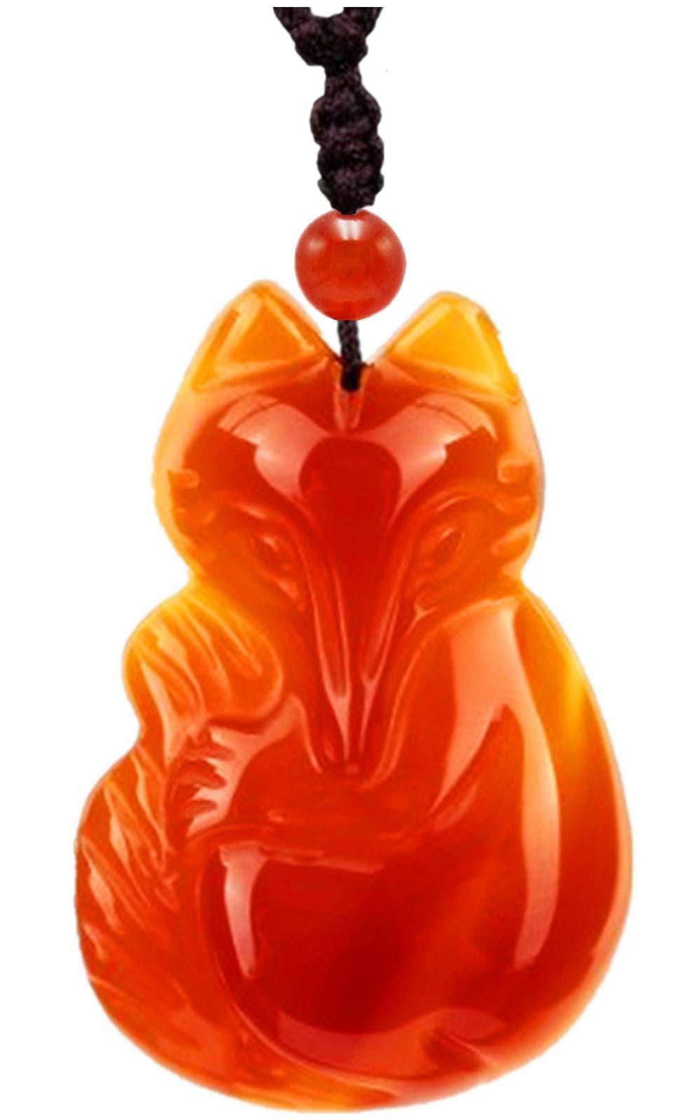 COOLSOME Women's Red Agate Fox Queen Pendant Necklace Grounding Stone Protection (Red Agate)