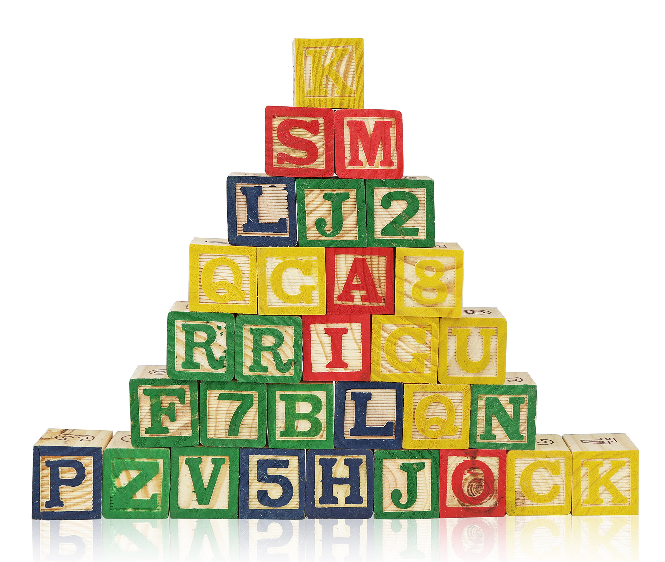 Number 1 In Service Wooden Alphabet Blocks, Best Wagon ABC Wooden Block Letters Come in a Pull Wagon for Easy Storage and Movement, Most Entertaining Wooden Toy for Toddlers, 30 Pieces Set.