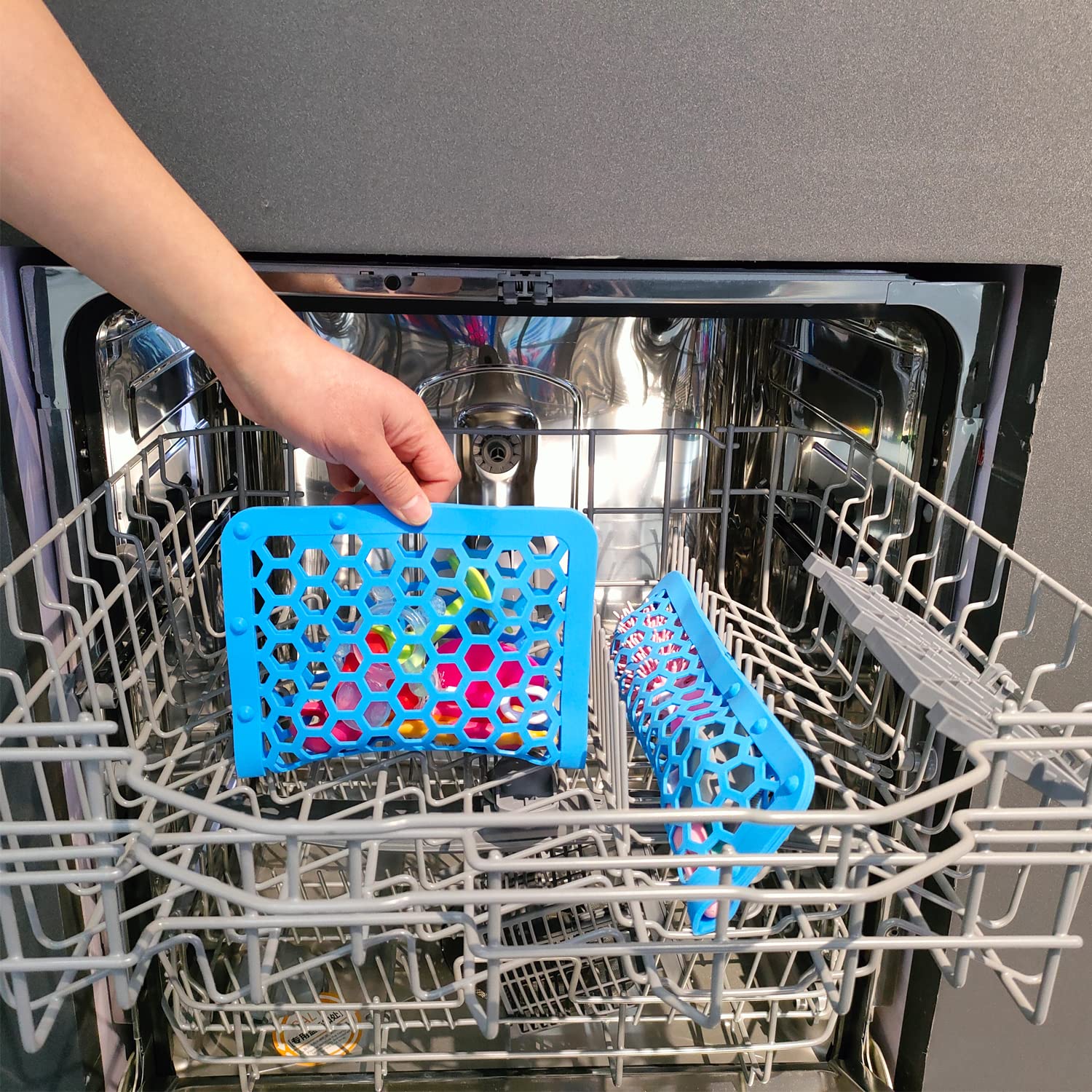 REVEX Silicone Baby Toy Dishwasher Bag,11.8"x7.9" Large Silicone Dishwasher Net for Toys Accessories and Pacifier (Blue)