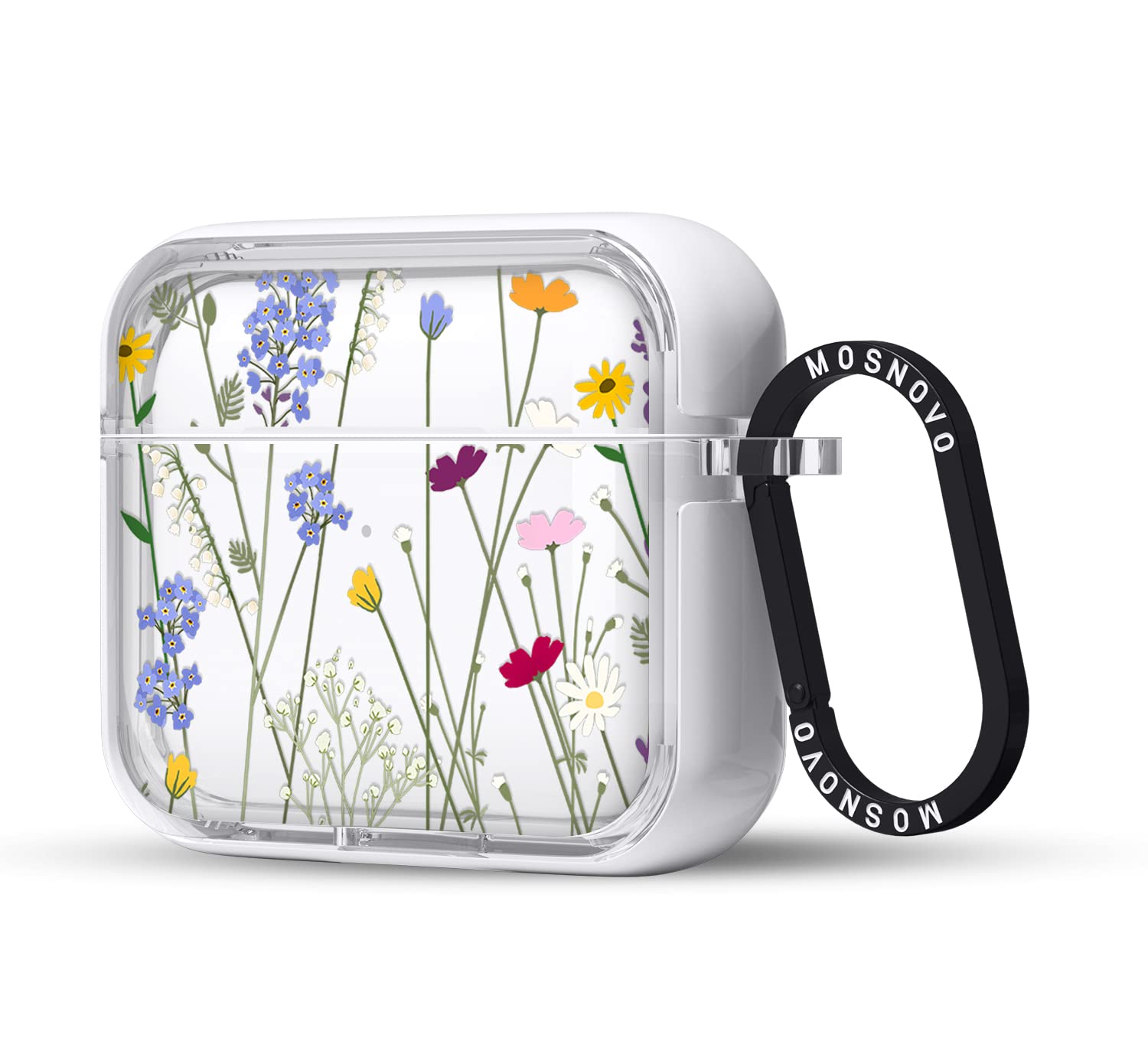 MOSNOVO Case for Airpods 3rd, Protective Clear Case with Shockproof Dual Layer Hard Luxe Metal Ring Designed for AirPods 3rd Generation - Floral Garden