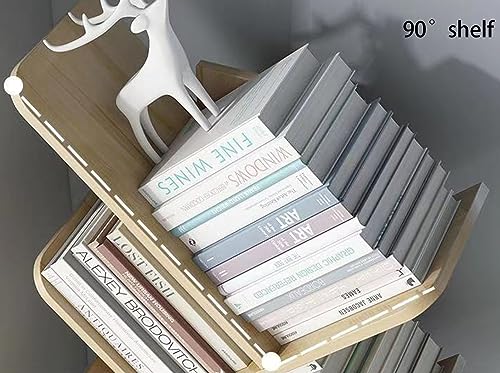 VERAMY 9 Tier Tall Bookshelf Tree Bookshelf with Drawer Corner Bookshelf Floor Standing Bookcase Large Capacity Bookshelf Utility Organizer Shelves for Living Room Bedroom
