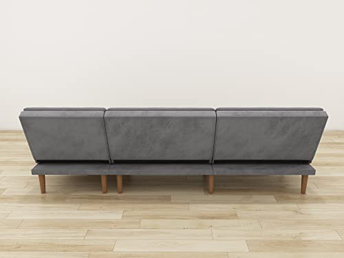 Gold Sparrow Bovey Convertible Sofa Bed Sectional, Fog