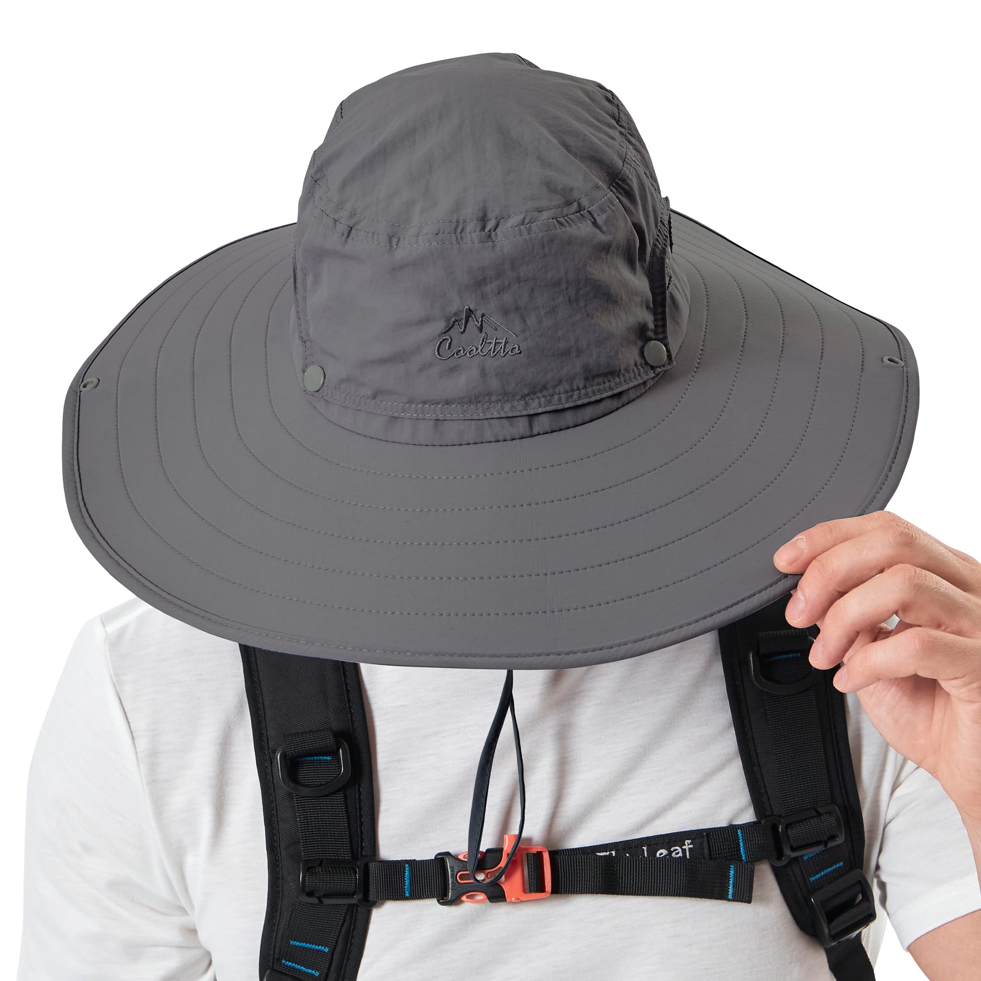 Cooltto Wide Brim Sun Hats with Waterproof Breathable for Fishing, Hiking, Camping,for Men Women Kids Dark Grey