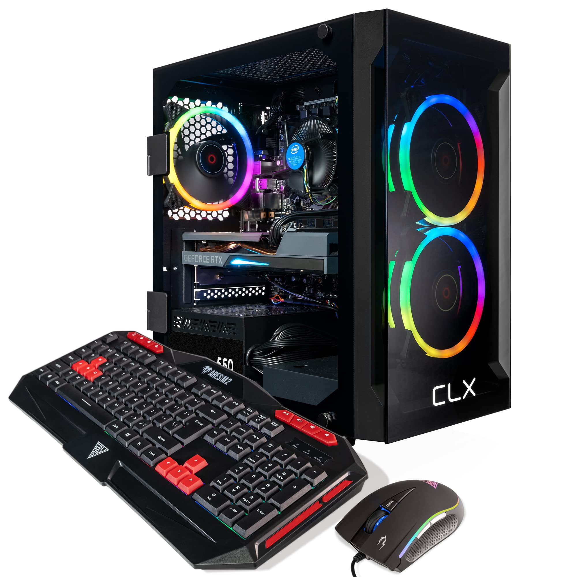 CLX Set Gaming Desktop - Intel Core i7 10700F 2.9GHz 8-Core Processor, 16GB DDR4 Memory, GeForce RTX 3050 8GB GDDR6 Graphics, 500GB SSD, 2TB HDD, WiFi, Windows 11 Home 64-bit