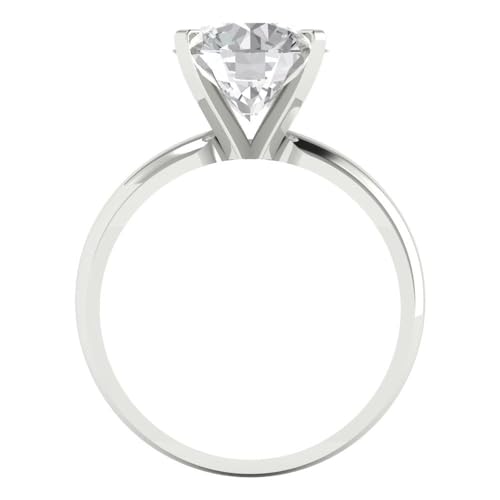 Clara Pucci 2.50ct Round Cut Solitaire White Lab Created Sapphire Engagement Bridal Promise Anniversary Ring in 18K White Gold 4.25