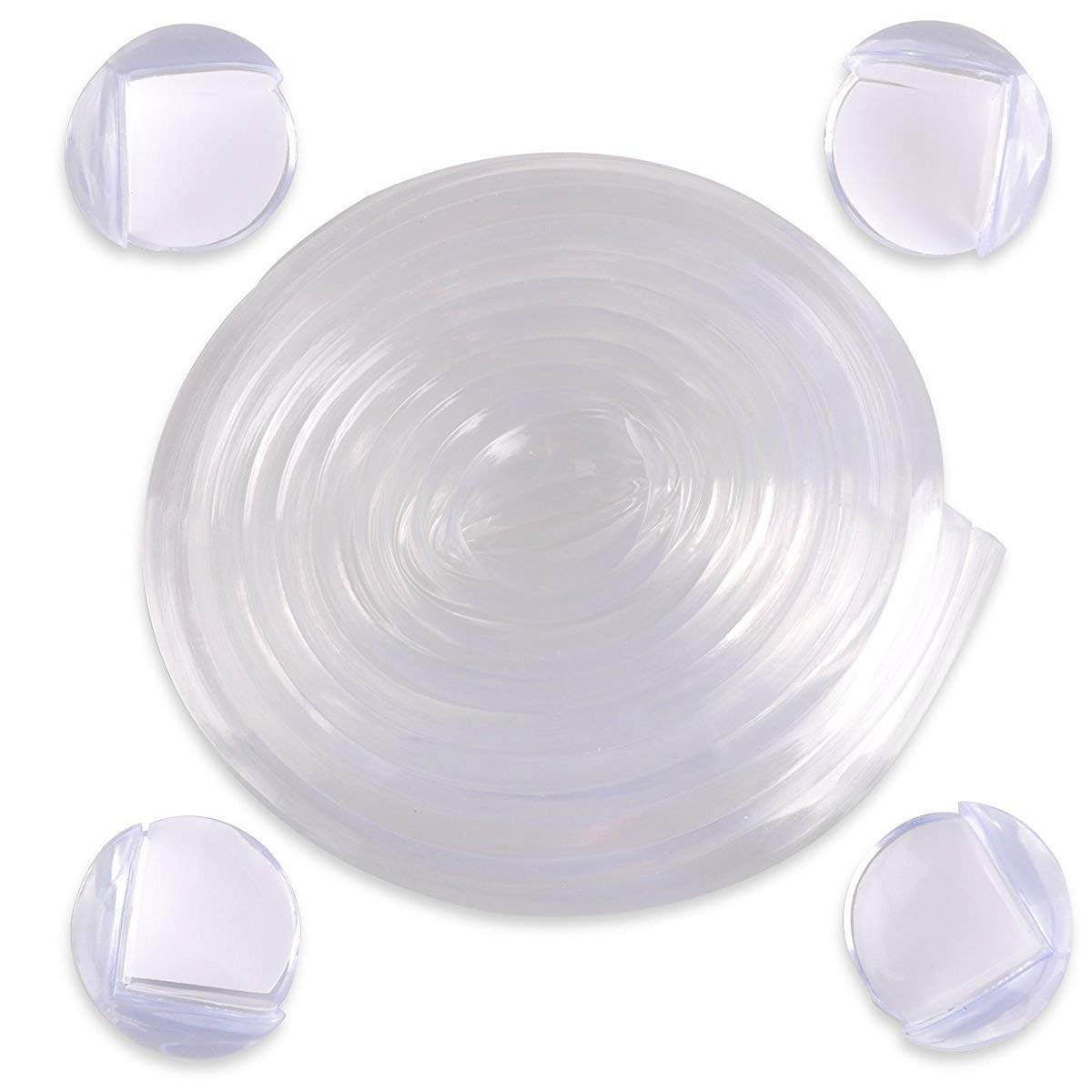 Cunina Transparent Table Edge Furniture Guard Corner Protectors Baby Safety Bumper Strip 1 Rolls 20ft(6m) with 4 Pack Baby Proofing Corner Guard