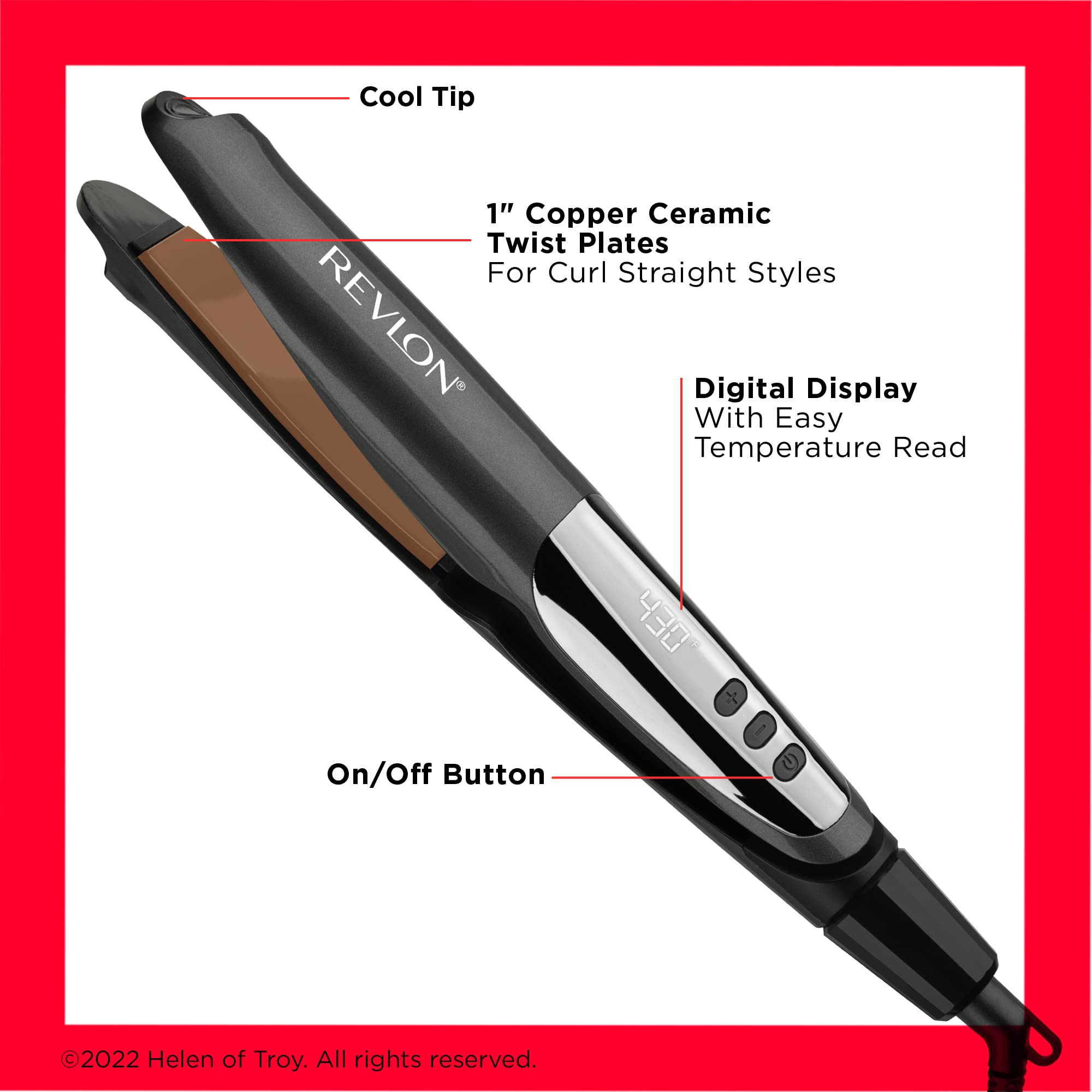 REVLON Straight or Curl Curved Hair Styler | Two Looks, One Tool (1”)