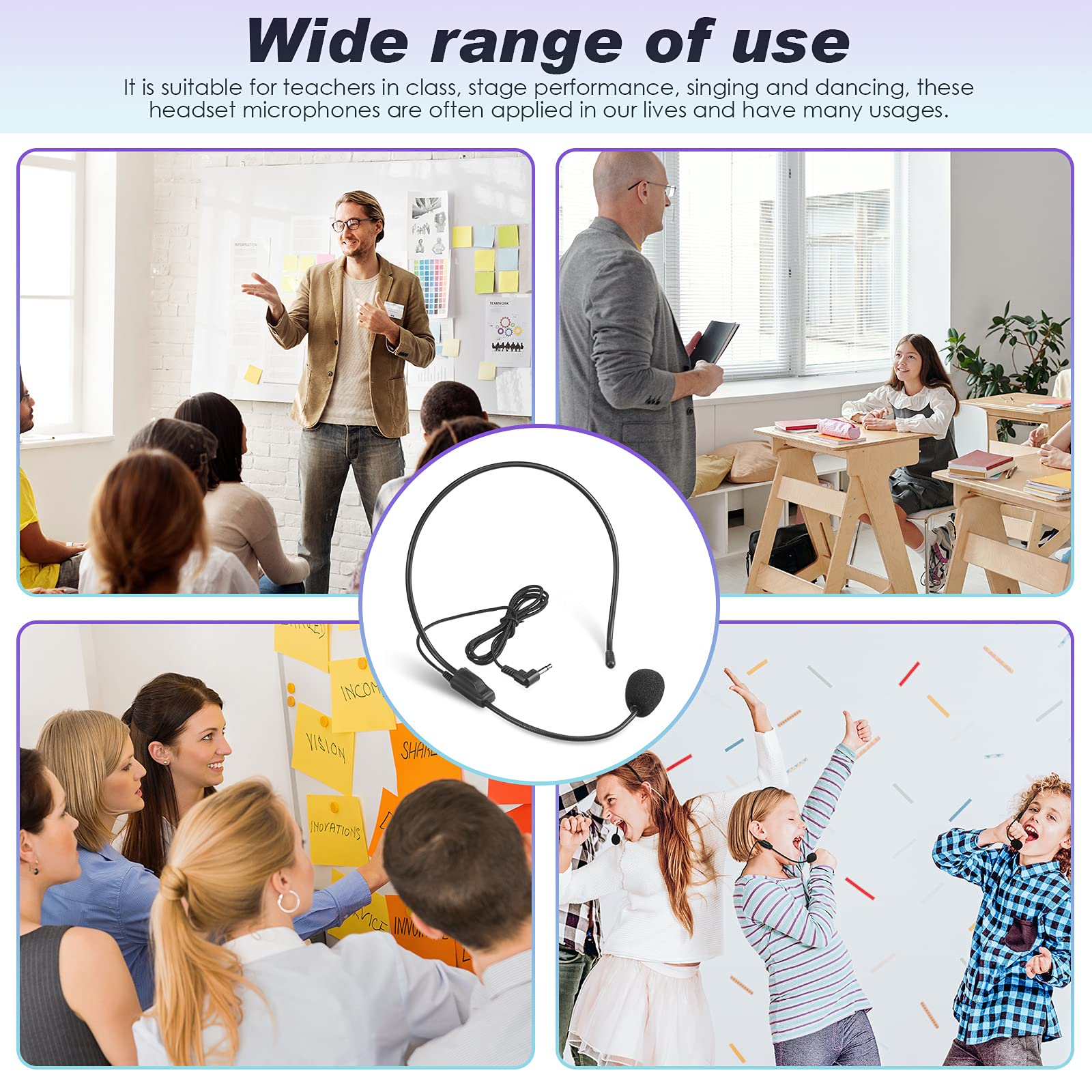 Boao 4 Pieces Headset Microphone, Flexible Boom for Voice Amplifier not Phone or PC, Teachers, Speakers, Singer, Dancer, Coaches, Presentations, Seniors